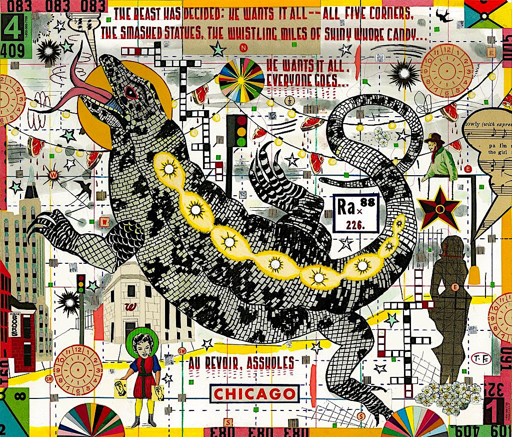 Tony Fitzpatrick, “Wicker Park Beast”, Collage Illustration ...