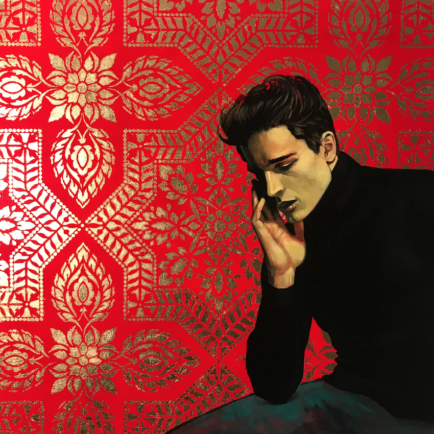 , Baroque Boy 2, 2019, Oil and Gold Leaf on Canvas, 86.4 x 86.4 cm ...