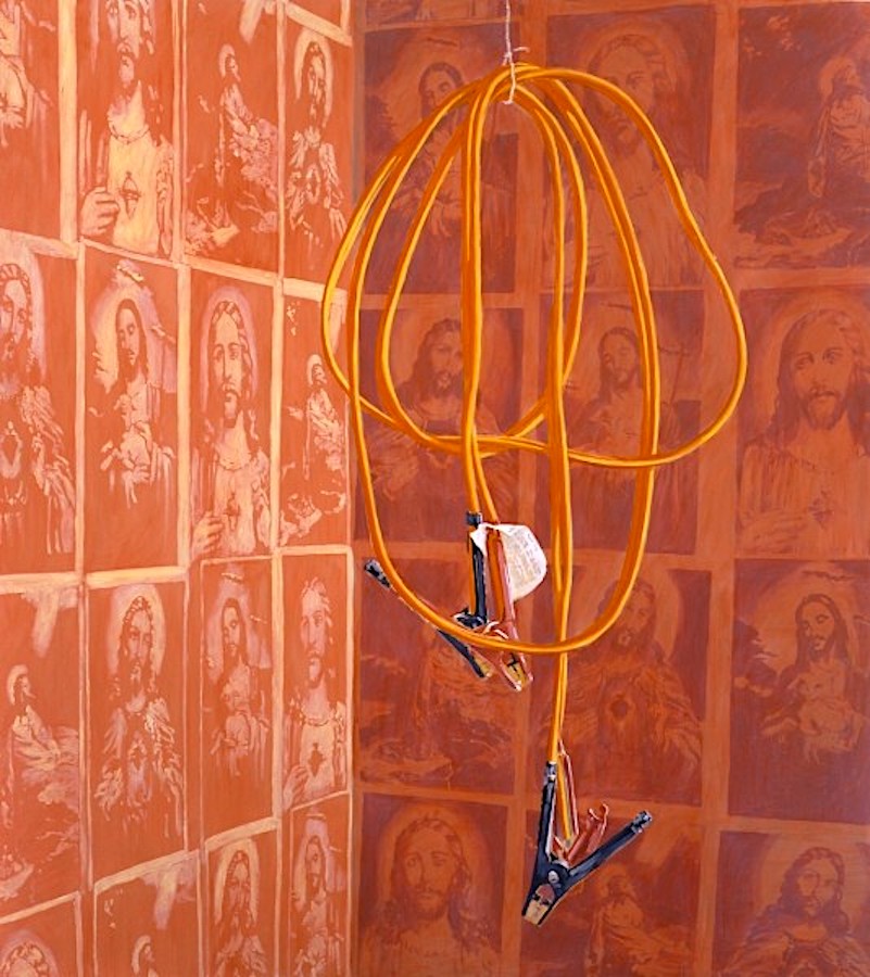 Greg Drasler, Jumping Jesus, Jesus Wallpaper Series, 1996, Oil on ...